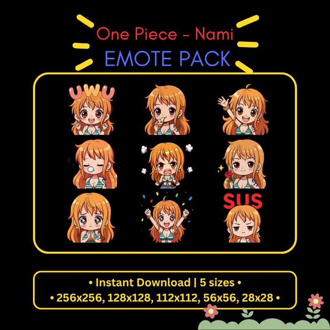 One Piece Nami Emote Pack 10x - Uwu Sus Sleeping, Pirate, Pizza, Cute ...