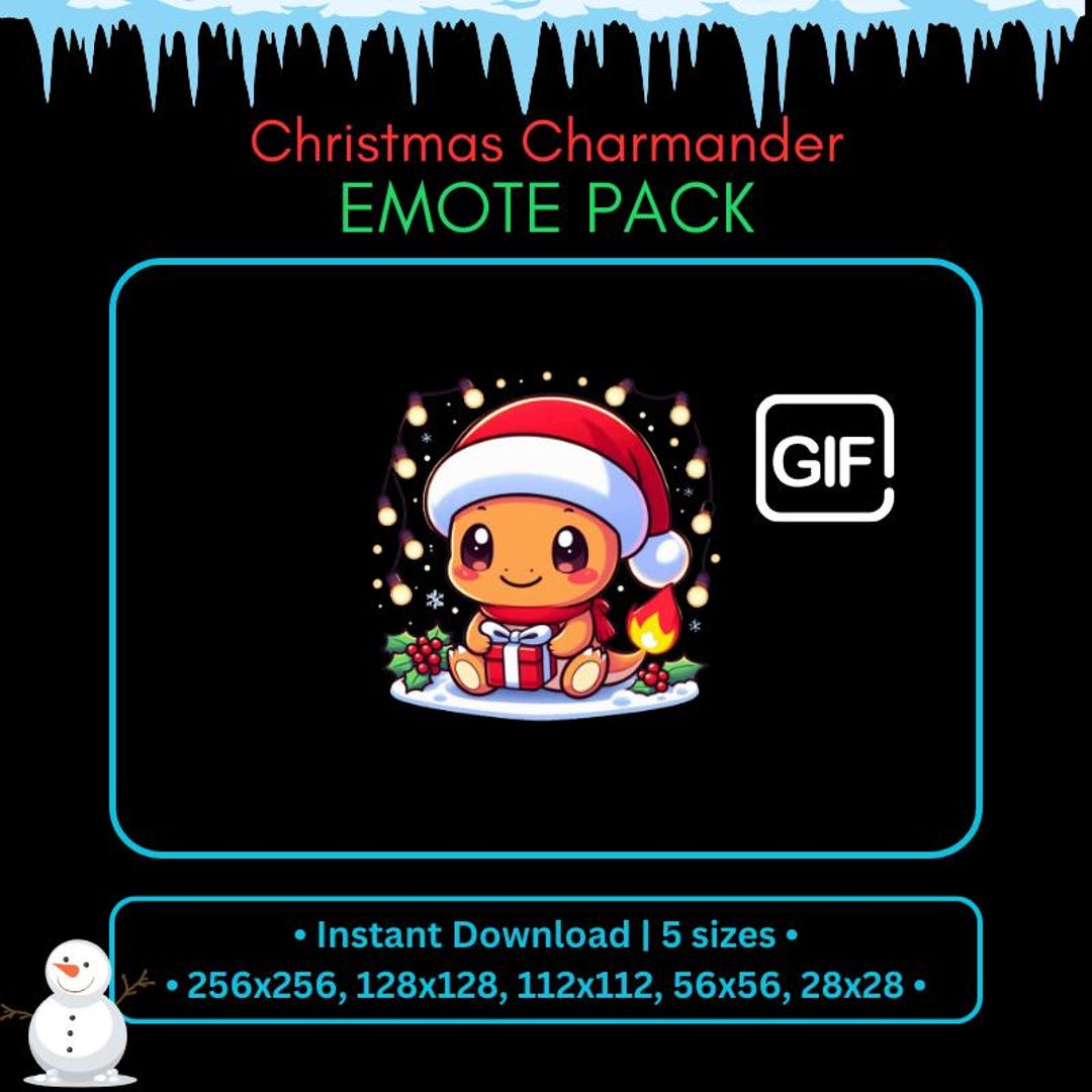 Animated Christmas Charmander Emote Presents, Cute Charmander Snow ...