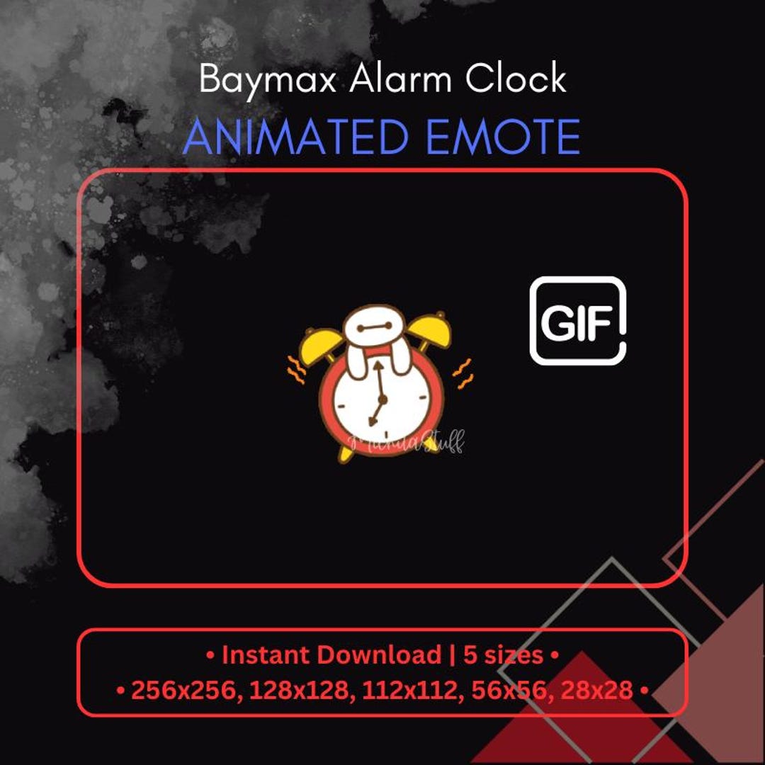 Cute Baymax Alarm Clock Animated Emote, Cute Kawaii for Streamer ...