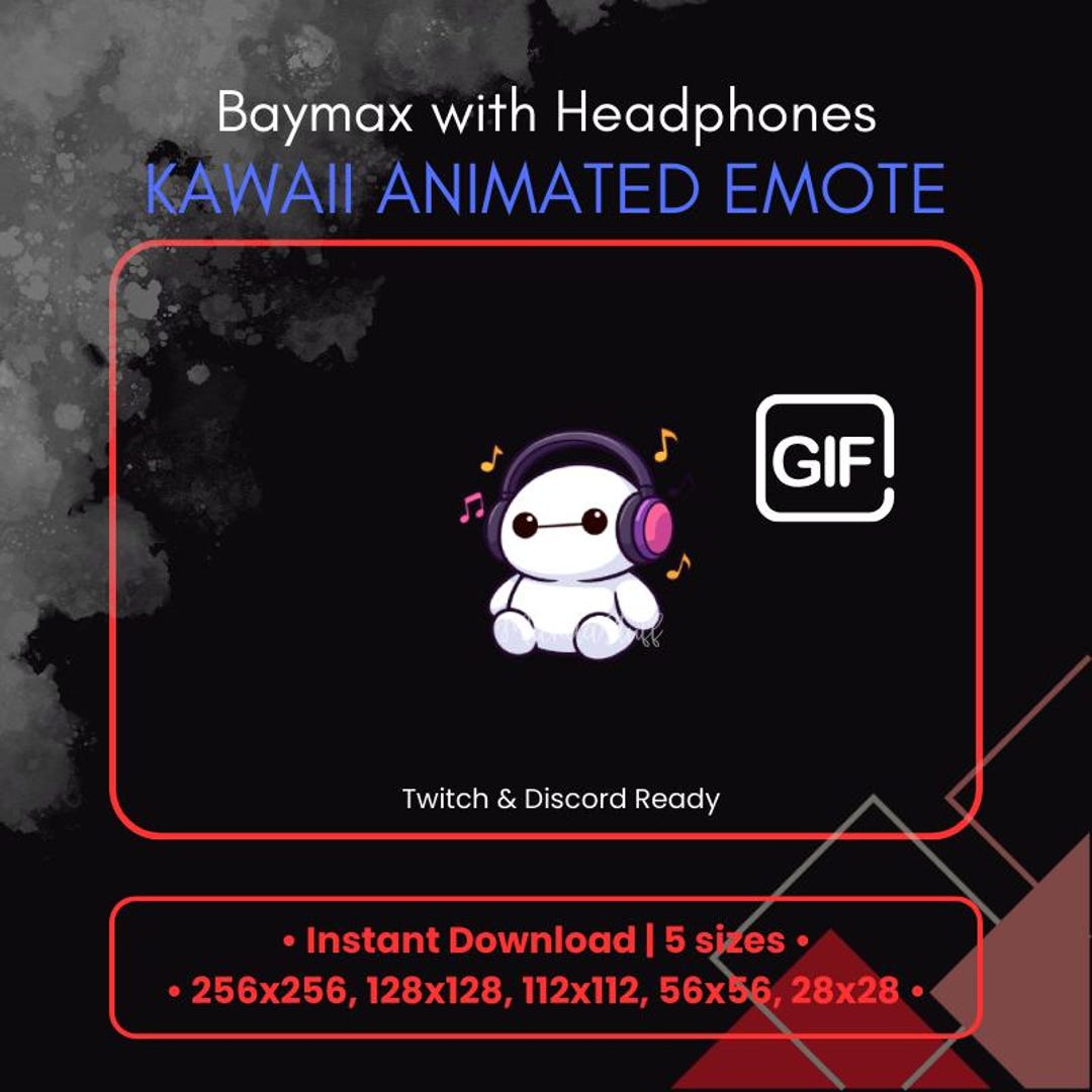 Cute Kawaii Music Emote | Animated Baymax With Headphones | Twitch ...