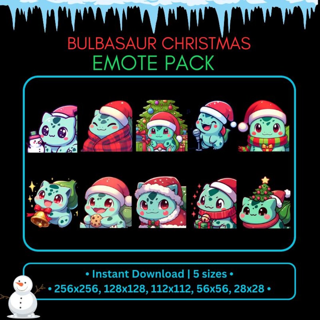 Christmas Bulbasaur Emote Holly, Cute Bulbasaur Karaoke Cookie Discord ...