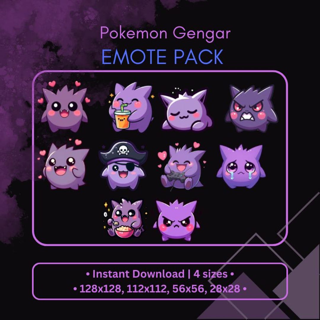 Pokemon Gengar Emote Pack 8x Gengar Sleeping, Pirate, Drinking, Cute ...