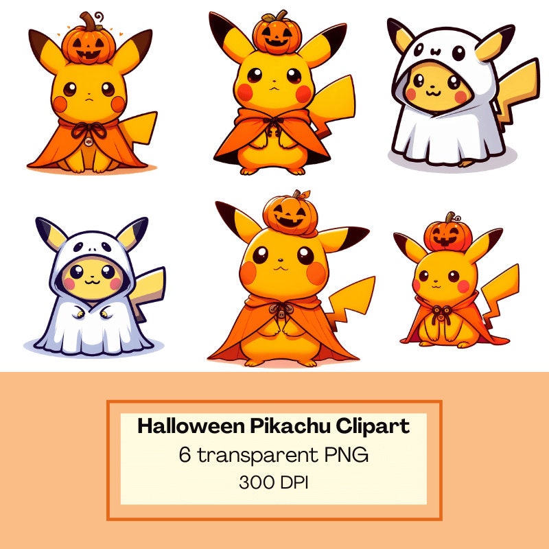 Halloween Cute Pokemon Pikachu Ghost Pumpkin Clipart Trick or Treat ...