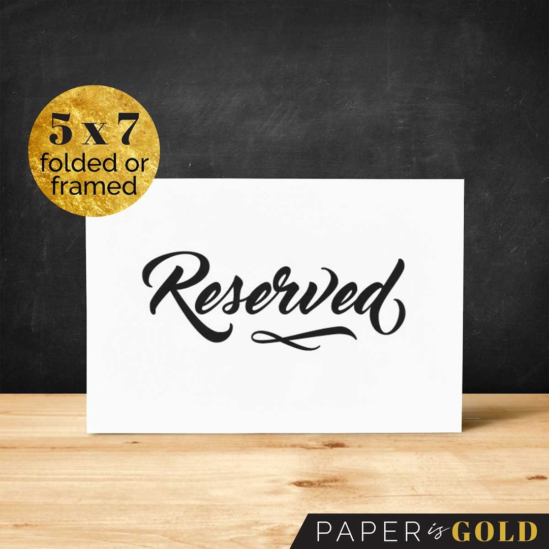 Reserved Sign - Folded or Framed, Printable Reserved Table Sign, DIY ...