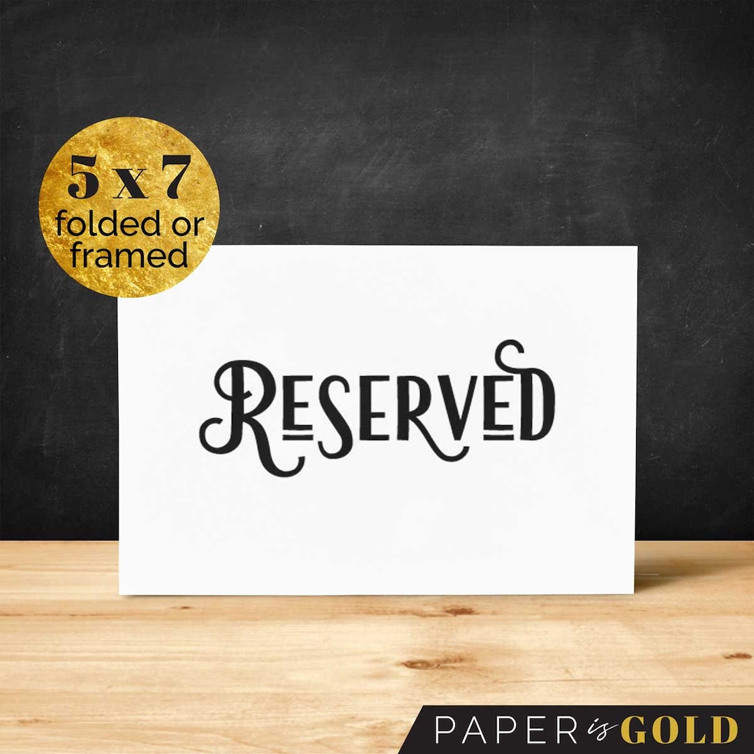 Signe réservé plié ou encadré, signe de table réservé d'impression à la ...