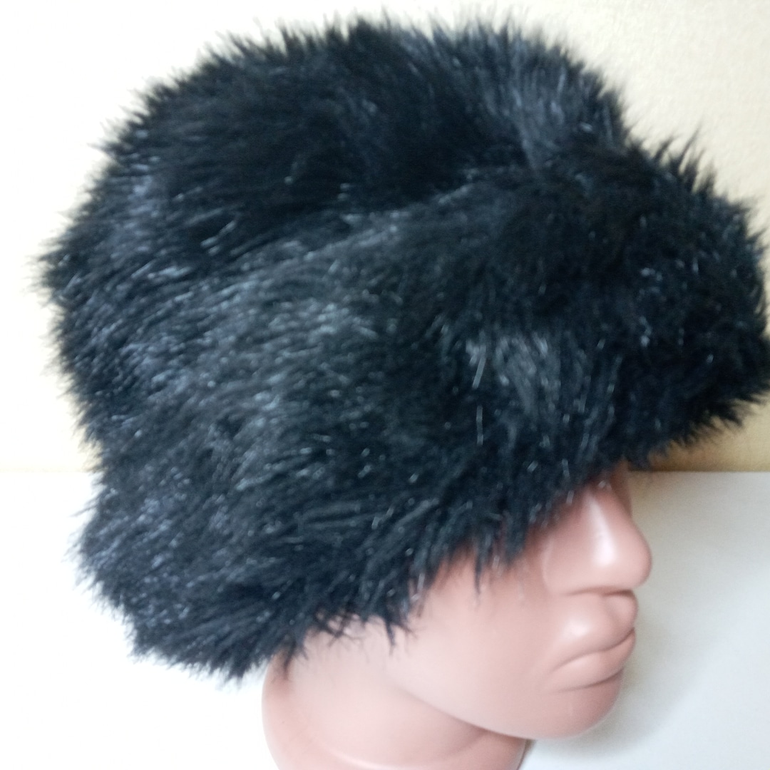 Vintage Black Boyarka Woman's Hat Women's Cossack Hats Faux Fur Winter ...