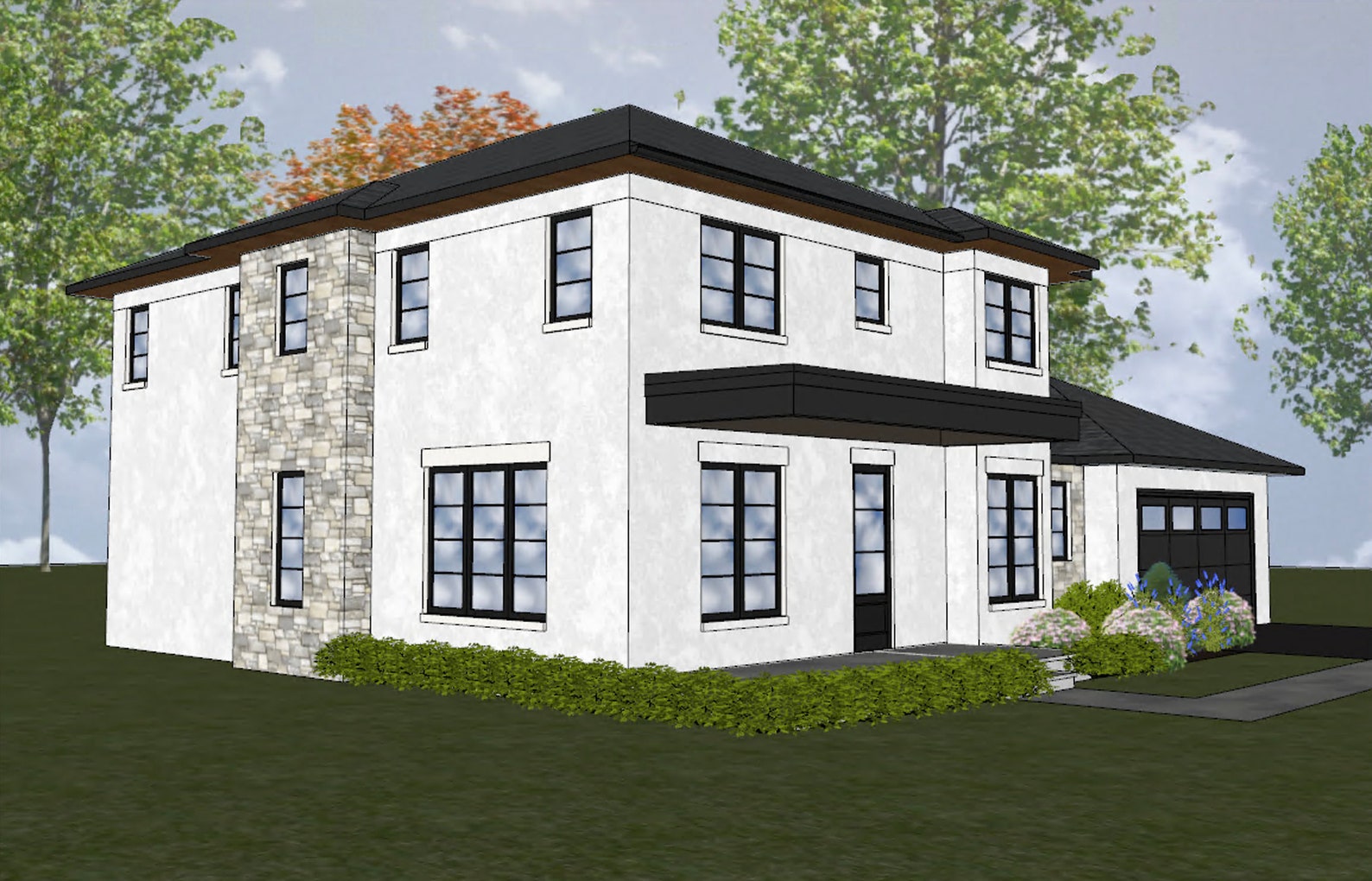 Schematic Modern House Plans - 2 Story, 3 Bed, 2.5 Bath, 2560sf; the ...