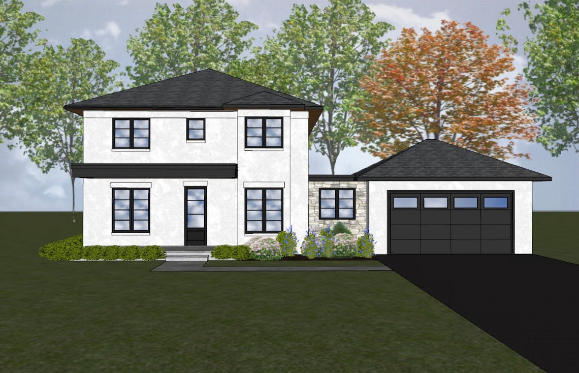 Schematic Modern House Plans - 2 Story, 3 Bed, 2.5 Bath, 2560sf; the ...