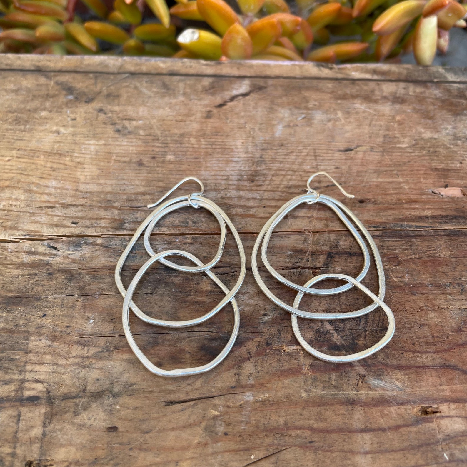 Triple Geometric Asymmetrical Hoops - Etsy