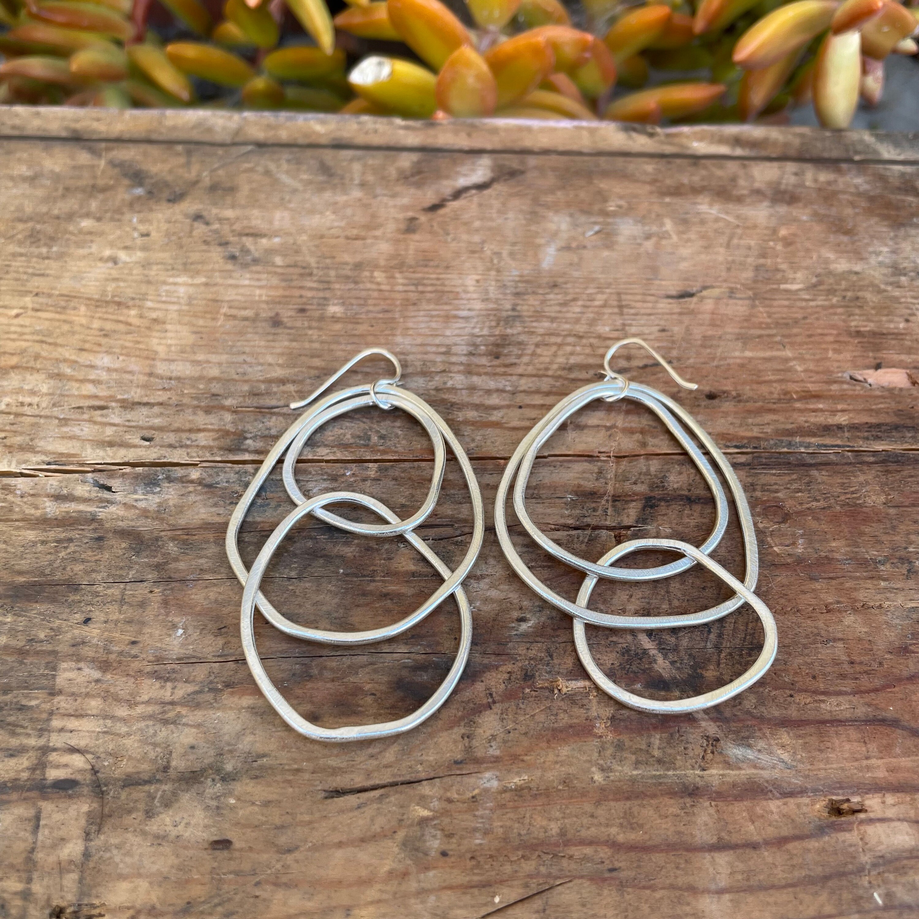 Triple Geometric Asymmetrical Hoops - Etsy