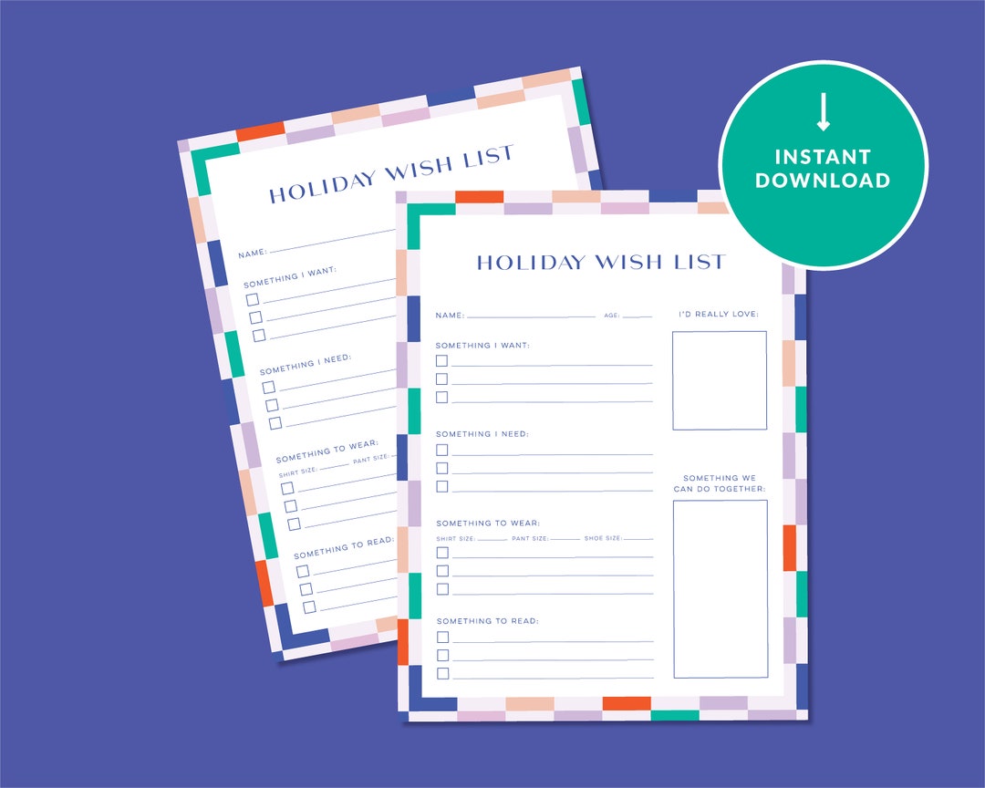 Modern Holiday Wish List Printable, Christmas Wish List for Teens ...