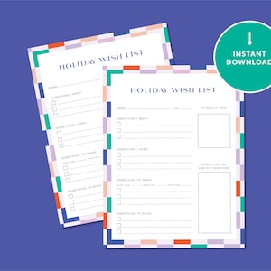 Modern Holiday Wish List Printable, Christmas Wish List for Teens ...