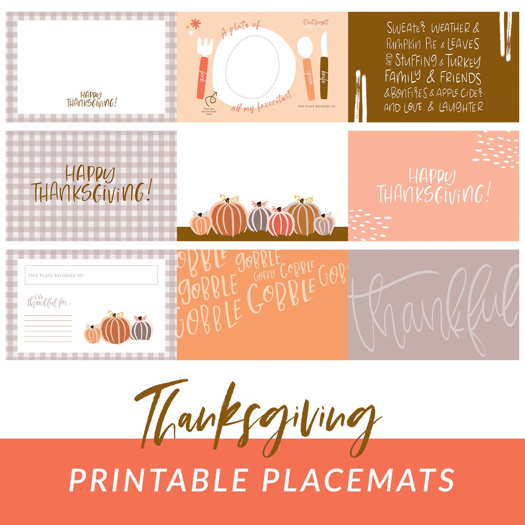 Printable Thanksgiving Placemats Thanksgiving Placemats Cute - Etsy