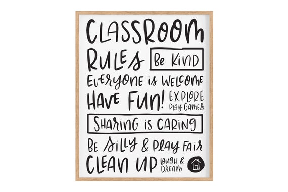 Printable Classroom Rules Black and White Classroom - Etsy