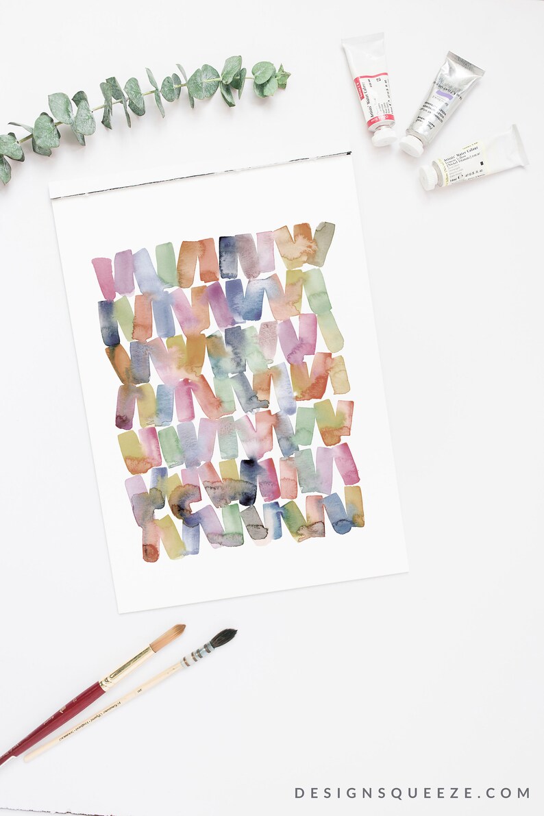 Watercolor Dashes Abstract Art Printable Watercolor Dash | Etsy