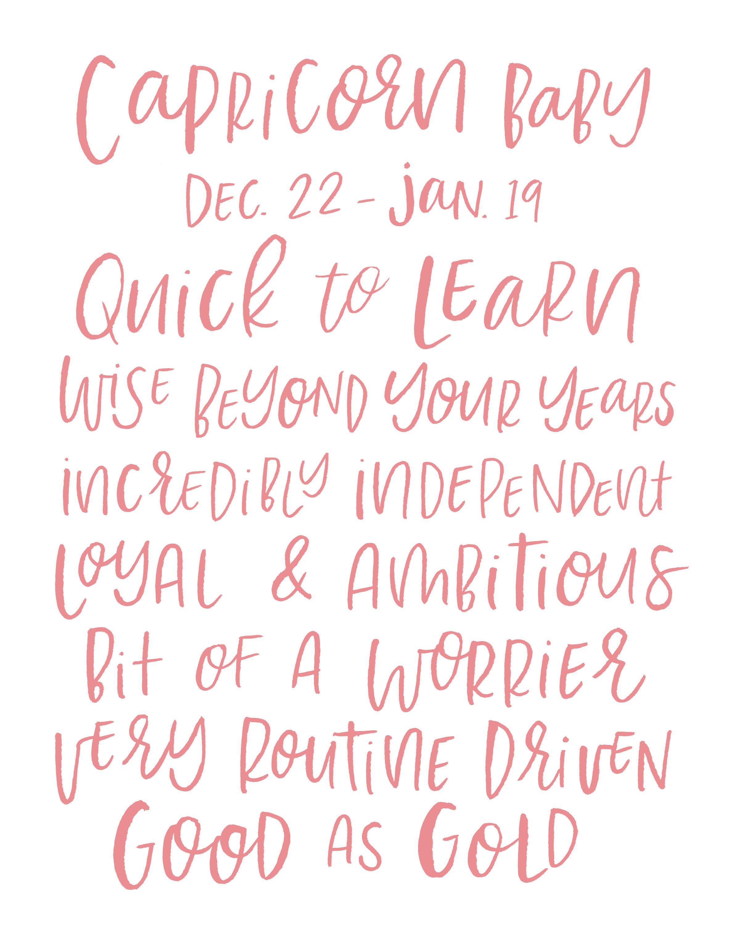 Capricorn Zodiac ART PRINT Pink Astrology Print Capricorn - Etsy