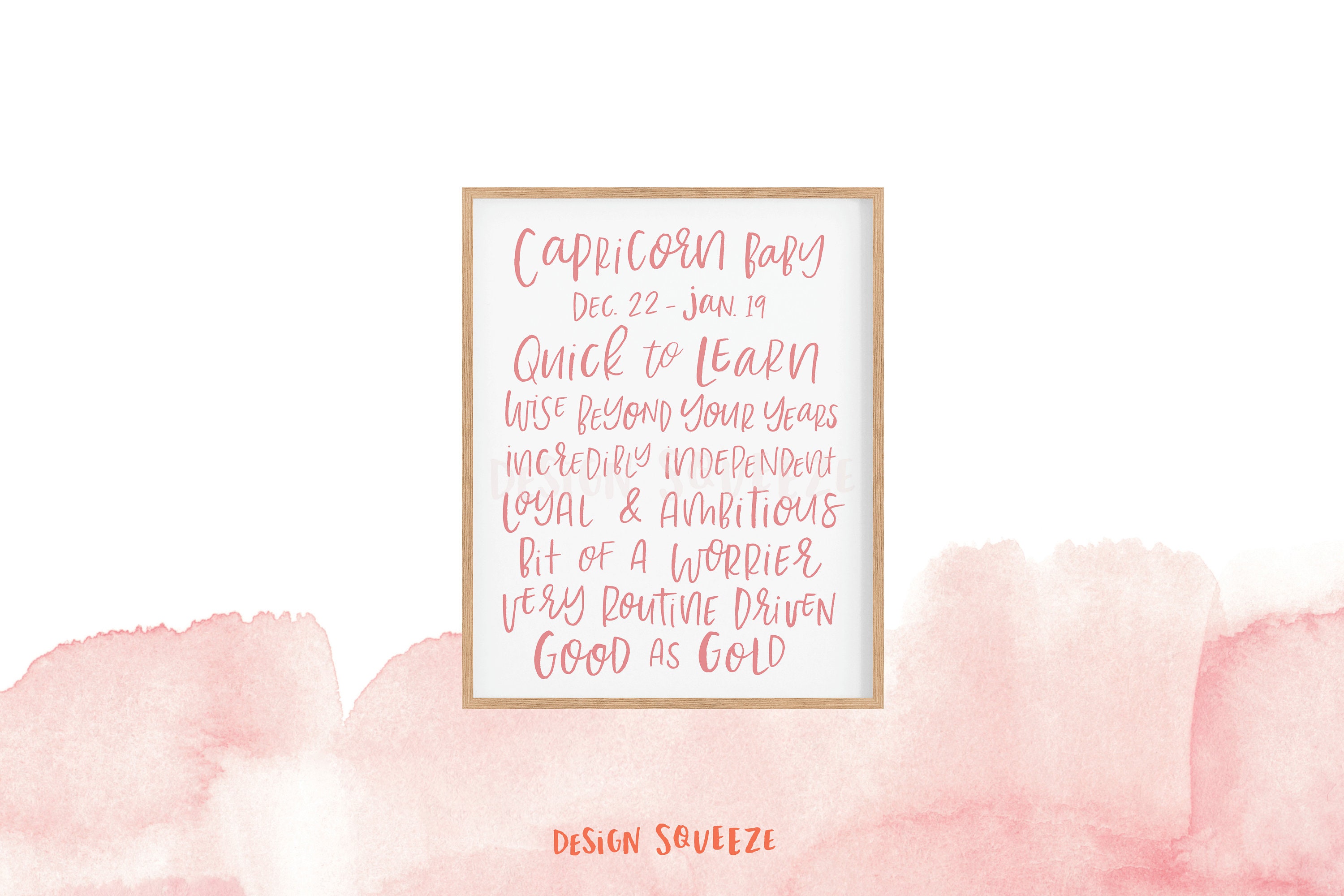 Capricorn Zodiac ART PRINT Pink Astrology print Capricorn | Etsy