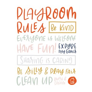 Printable Playroom Rules, Playroom Art, Play Room Rules, Kid Printables ...
