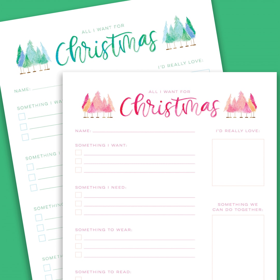 Christmas Wish List Printable, Printable Christmas Wish List, All I ...