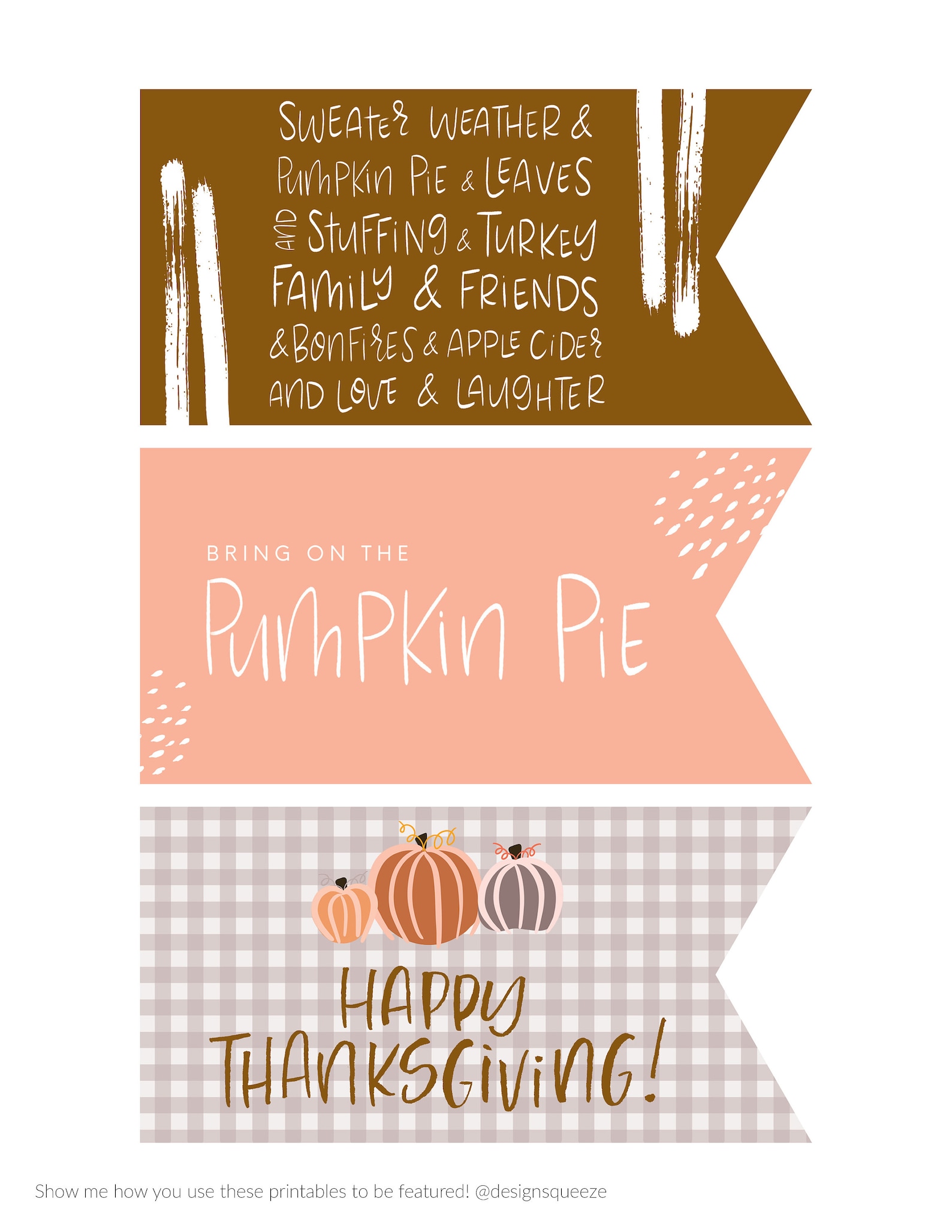 Thanksgiving Printable Flags Thanksgiving Pennant Flags Set - Etsy