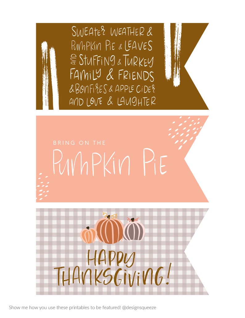 Thanksgiving Printable Flags Thanksgiving Pennant Flags Set - Etsy