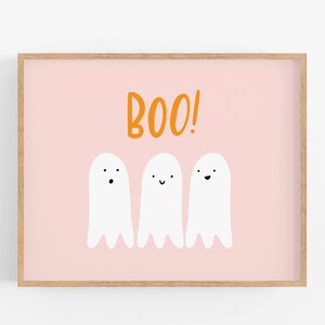 Cute Ghost Halloween Printable, Pink Ghost Halloween Art, Boo Sign ...