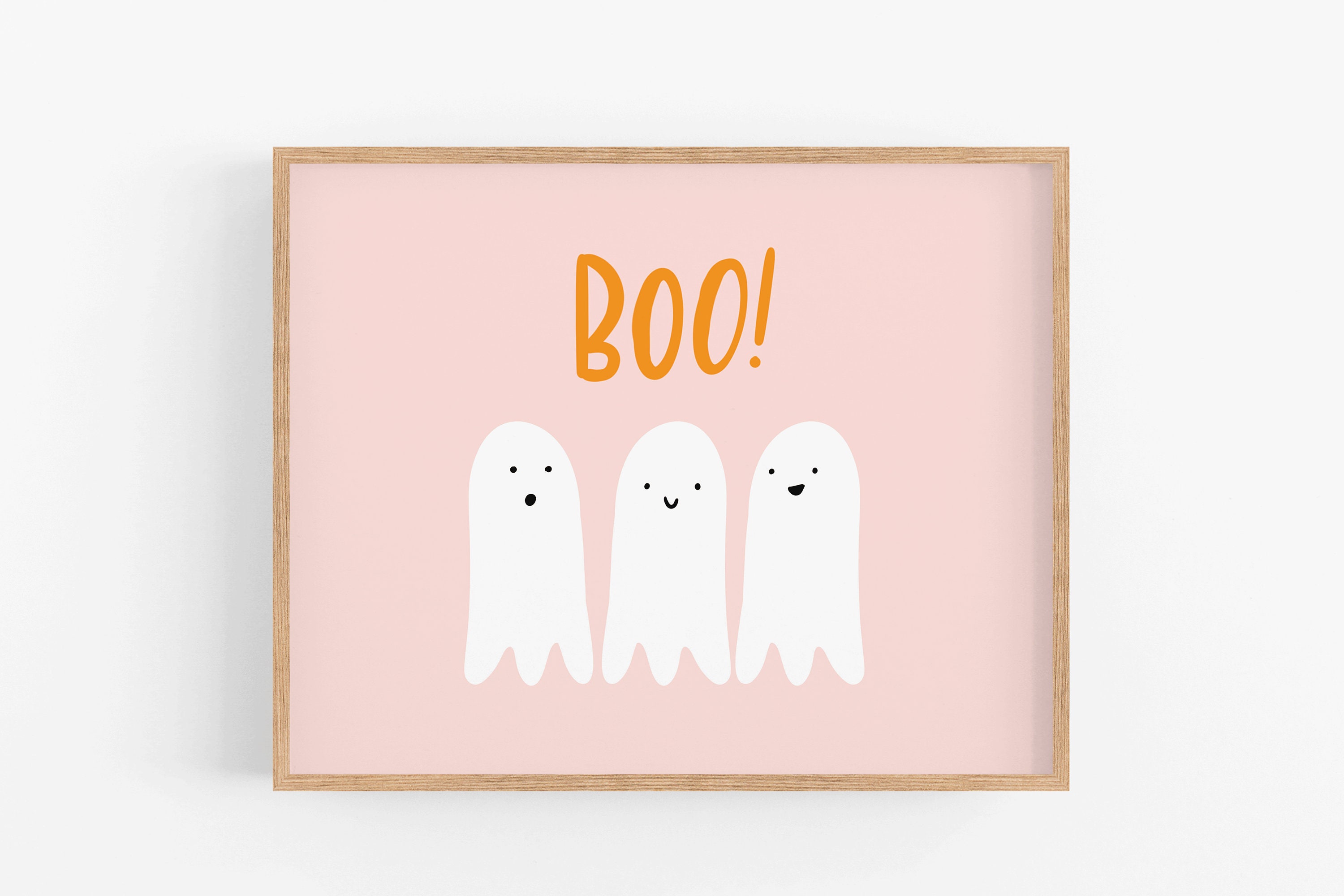 Cute Ghost Halloween Printable, Pink Ghost Halloween Art, Boo Sign ...