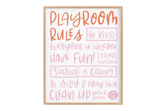 Printable Playroom Rules Pink Playroom Art Play Room Rules | Etsy