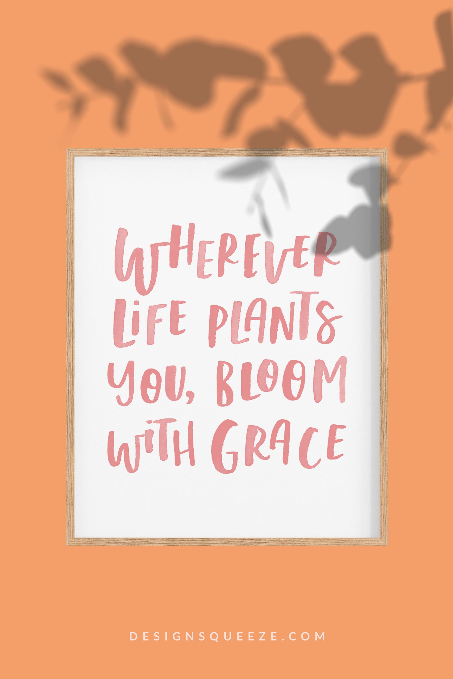 Bloom With Grace Quote Watercolor Art Print in Pink, Bloom Art, Grace ...