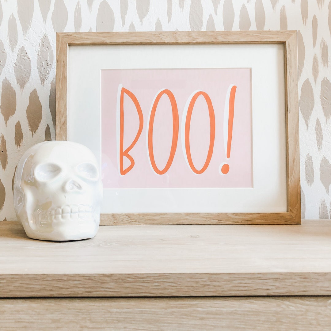 Boo Halloween Printable, Pink Halloween Art, Boo Sign, Cute Halloween ...