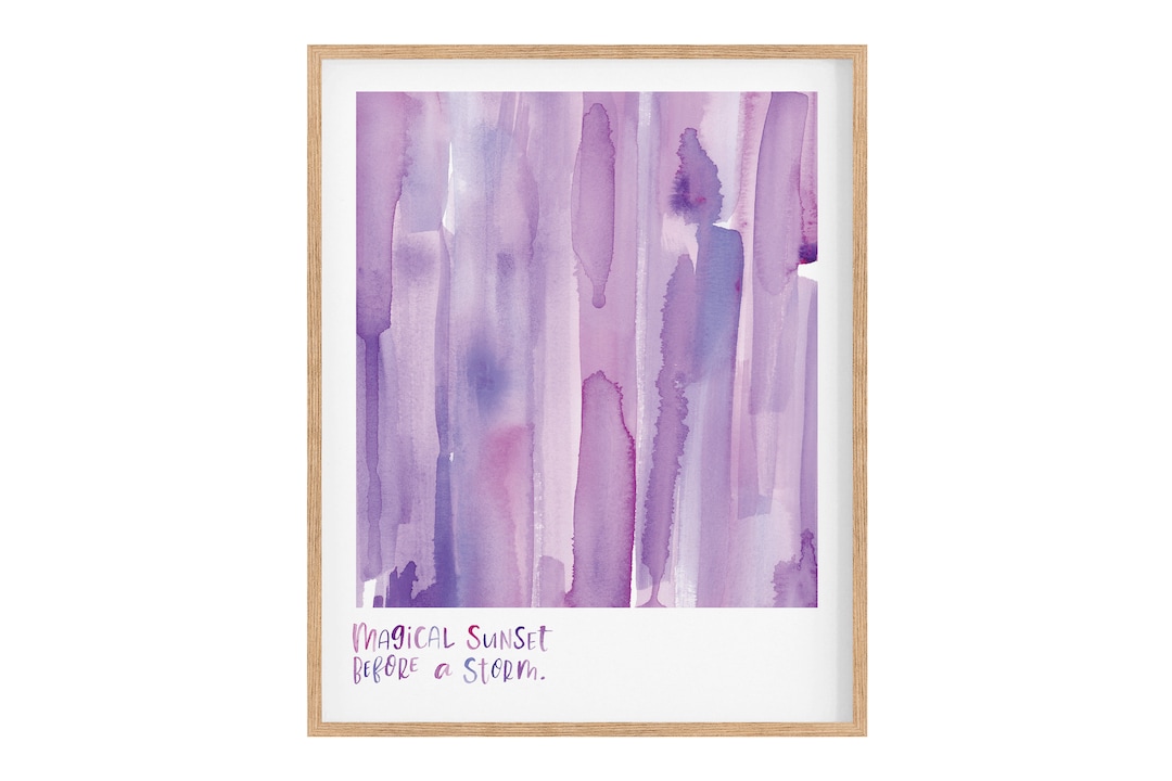Watercolor Wash Color Swatch Art, Purple Sunset Art, Purple Watercolor ...