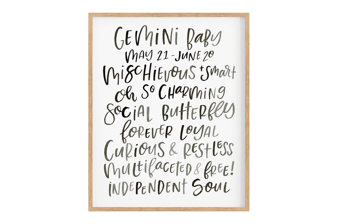 Gemini Zodiac ART PRINT | Astrology Print Gemini Baby Zodiac Art ...