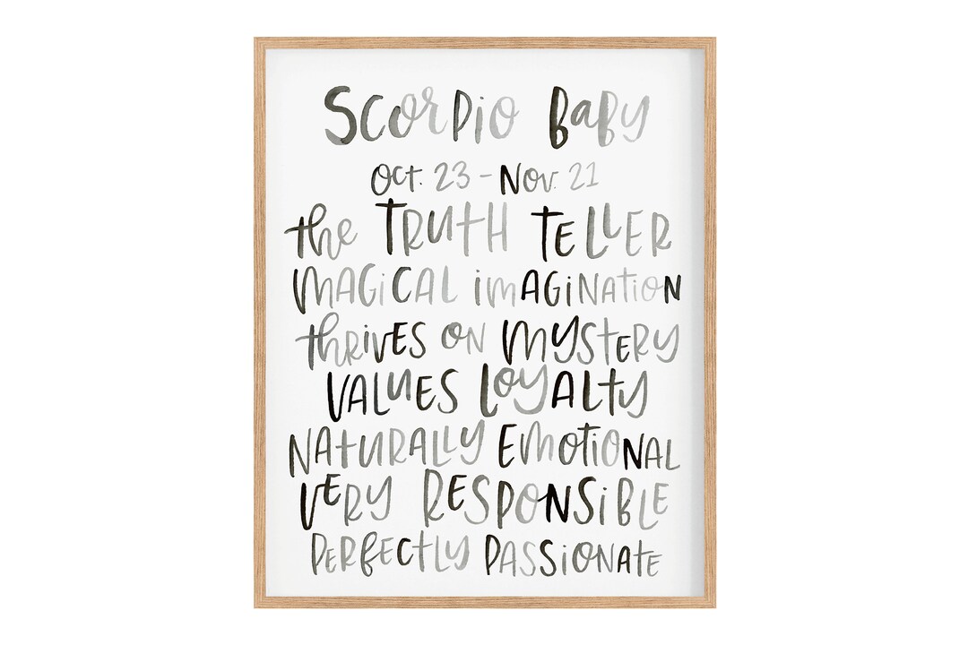 Zodiac Baby SCORPIO Qualities Art Print, Scorpio Art, Scorpio Astrology ...