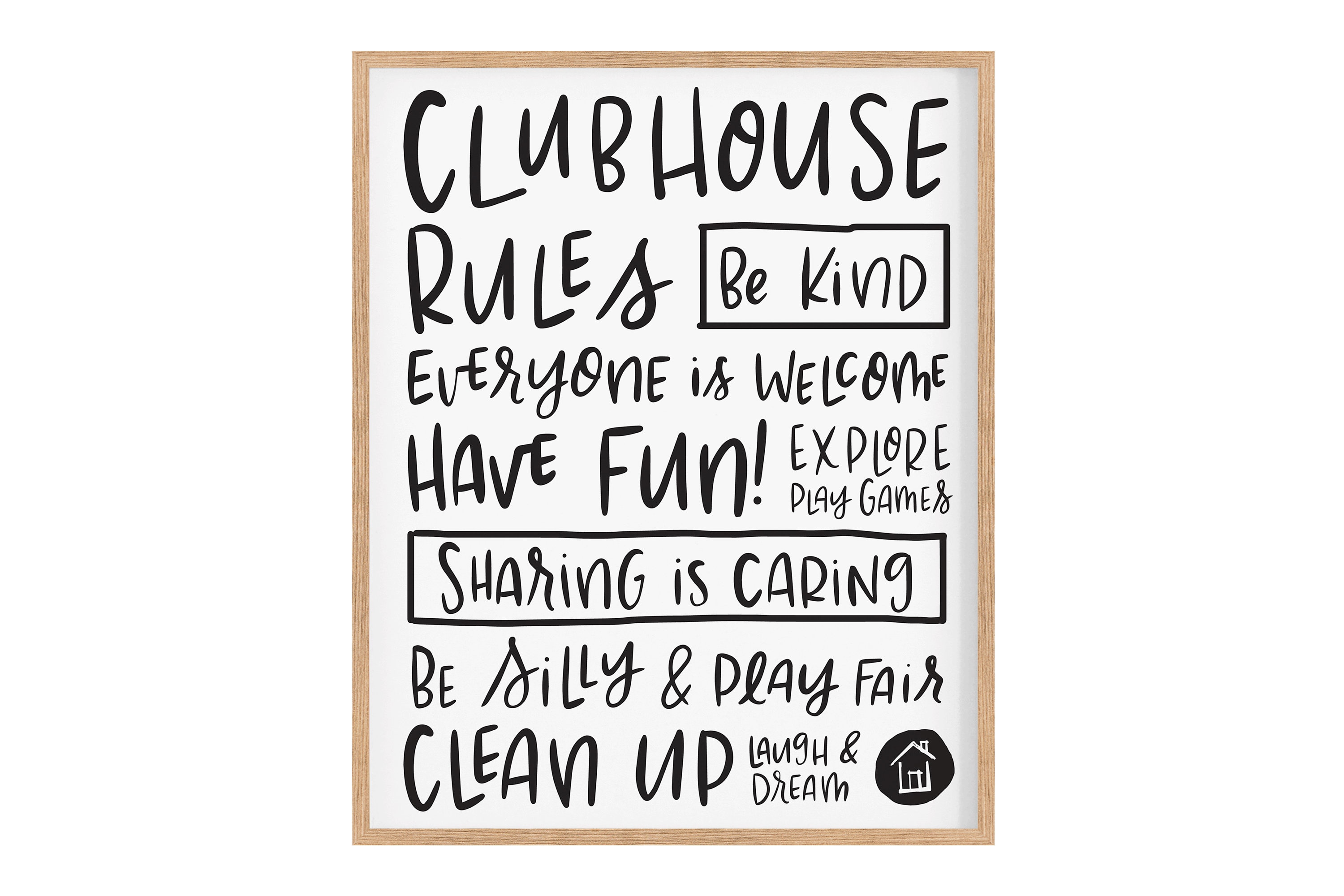 Printable Clubhouse Rules, Black and White Clubhouse, Clubhouse Art ...