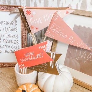 Thanksgiving Printable Flags, Thanksgiving Pennant Flags, Set of 12 ...