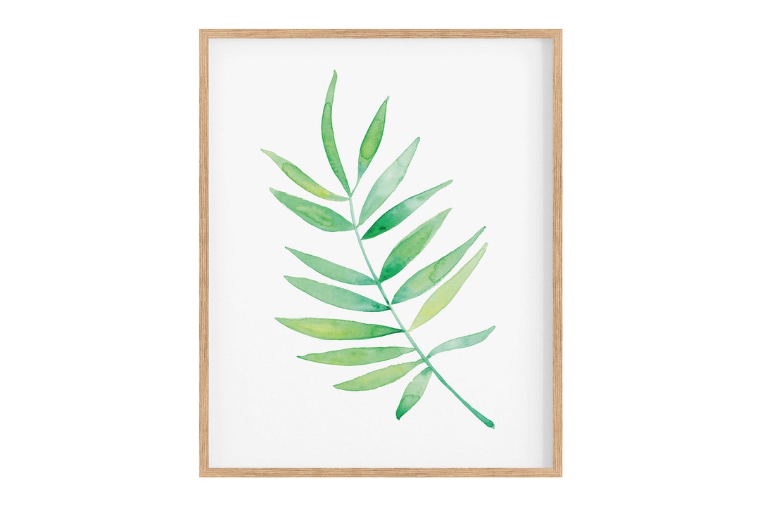 Green Watercolor Leaf Art, Printable Watercolor Leaf Print, Plant Wall ...