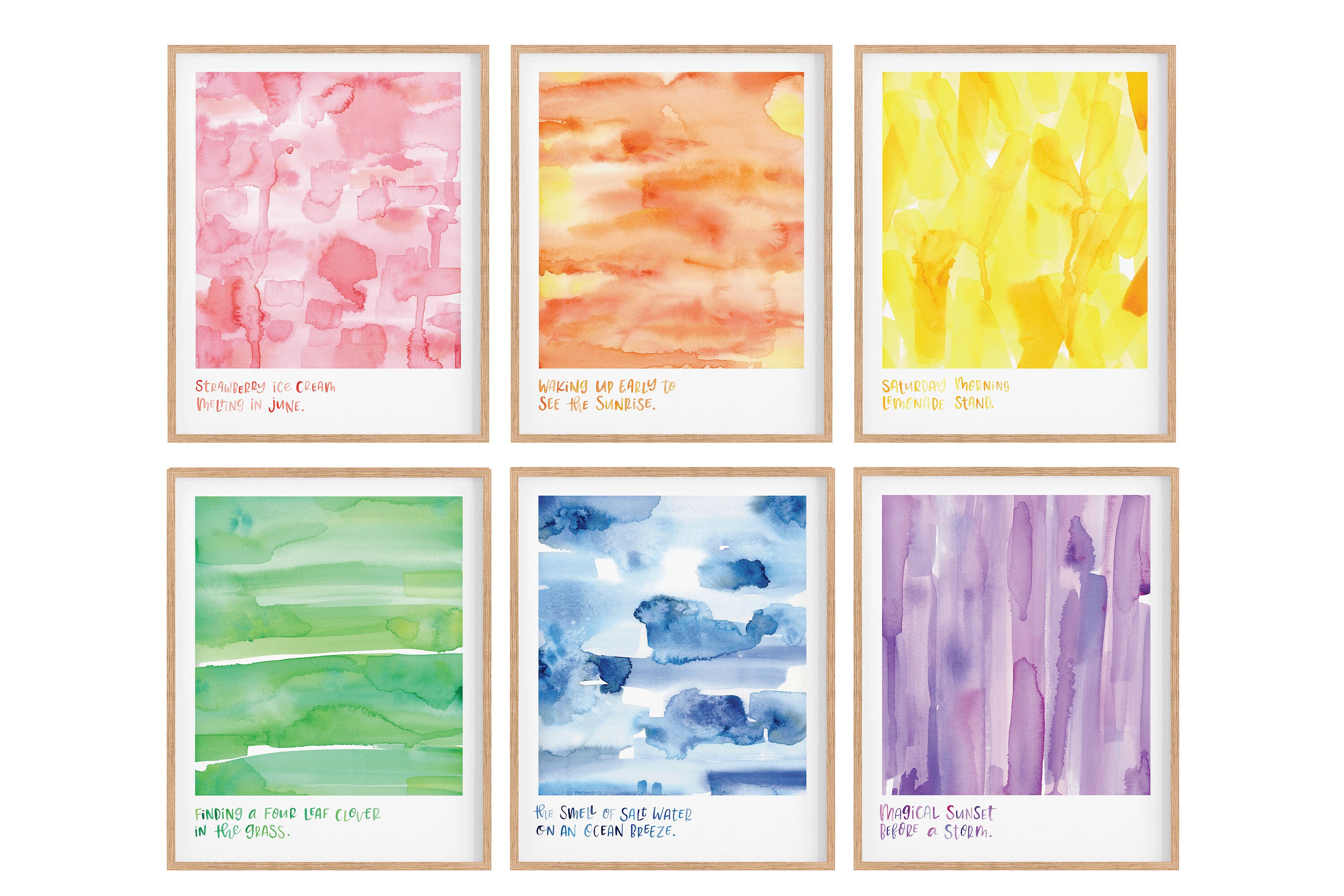 Watercolor Rainbow Color Swatch Set of 6 Watercolor Wash | Etsy