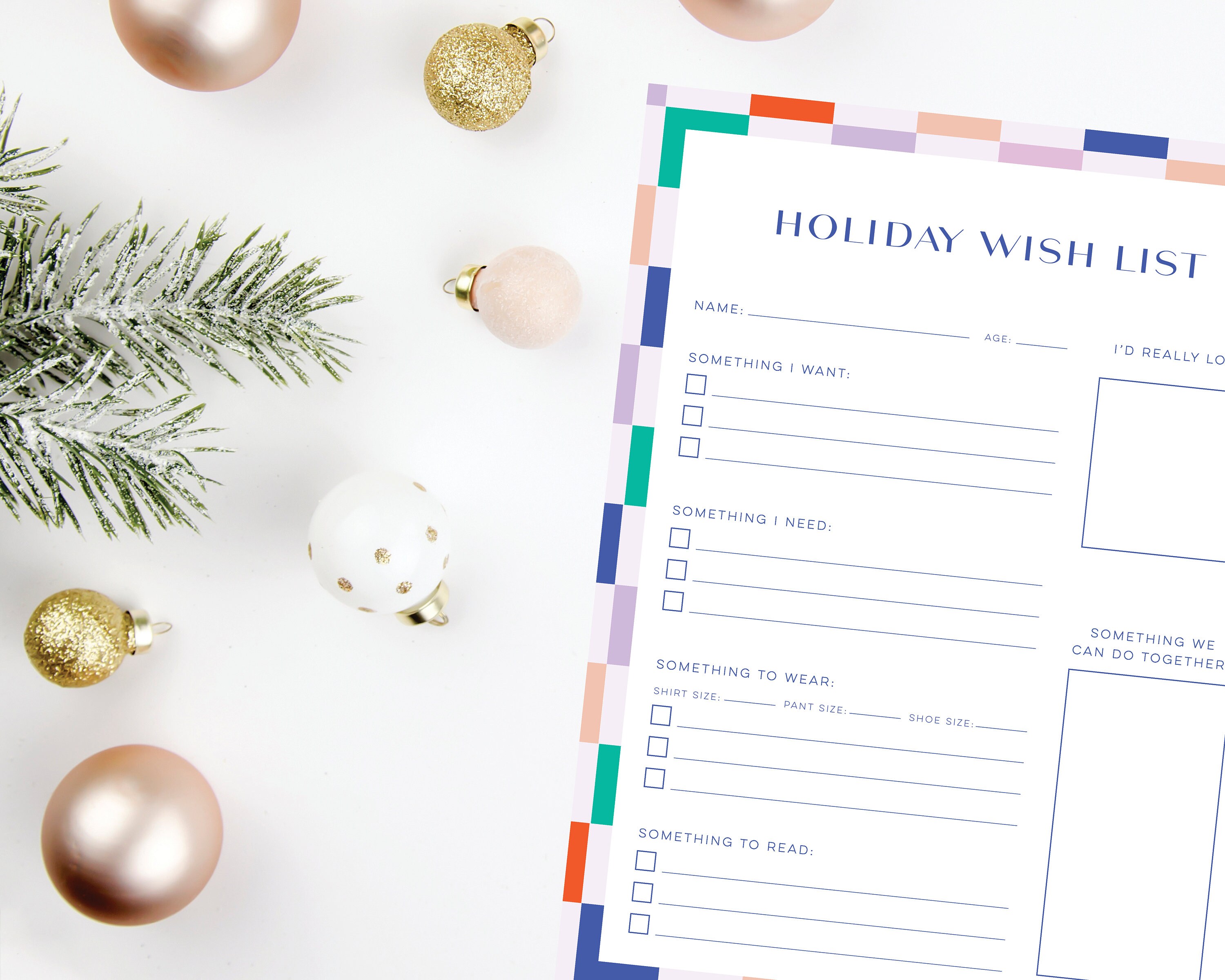 Modern Holiday Wish List Printable, Christmas Wish List for Teens ...
