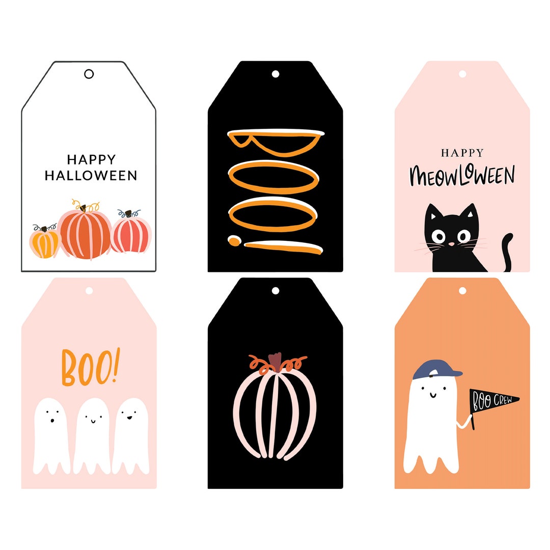 Printable Halloween Tags, Boo Basket Tags, Collection of Cute Halloween ...
