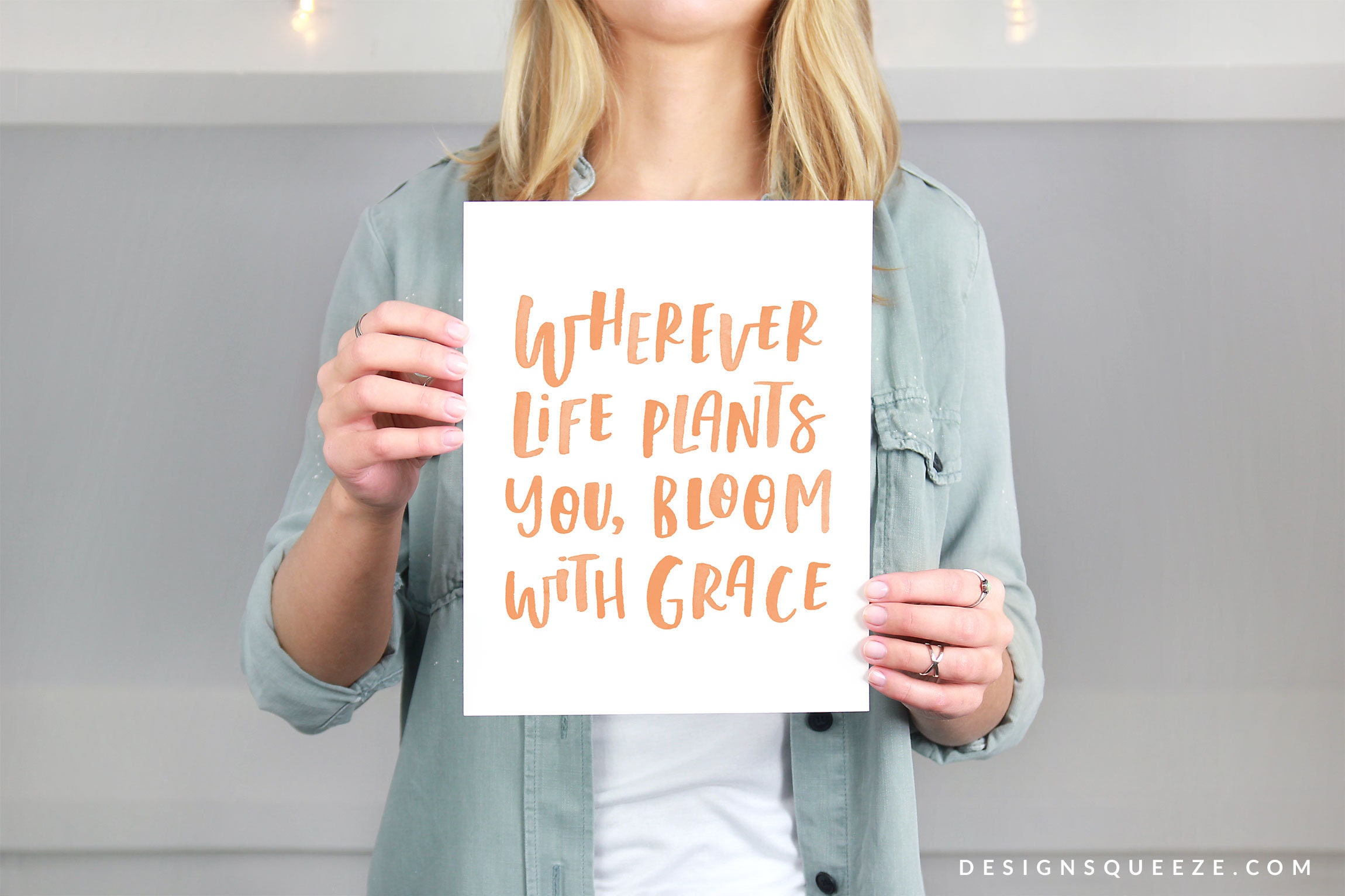 Bloom With Grace Quote Watercolor Art Print in Orange Bloom | Etsy