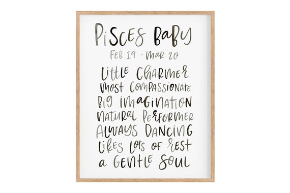 Zodiac Baby PISCES Qualities Art Print Pisces Art Pisces - Etsy