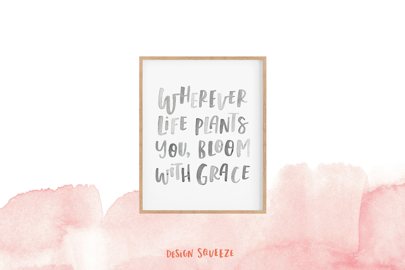 Bloom With Grace Quote Watercolor Art Print, Bloom Art, Grace Wall Art ...