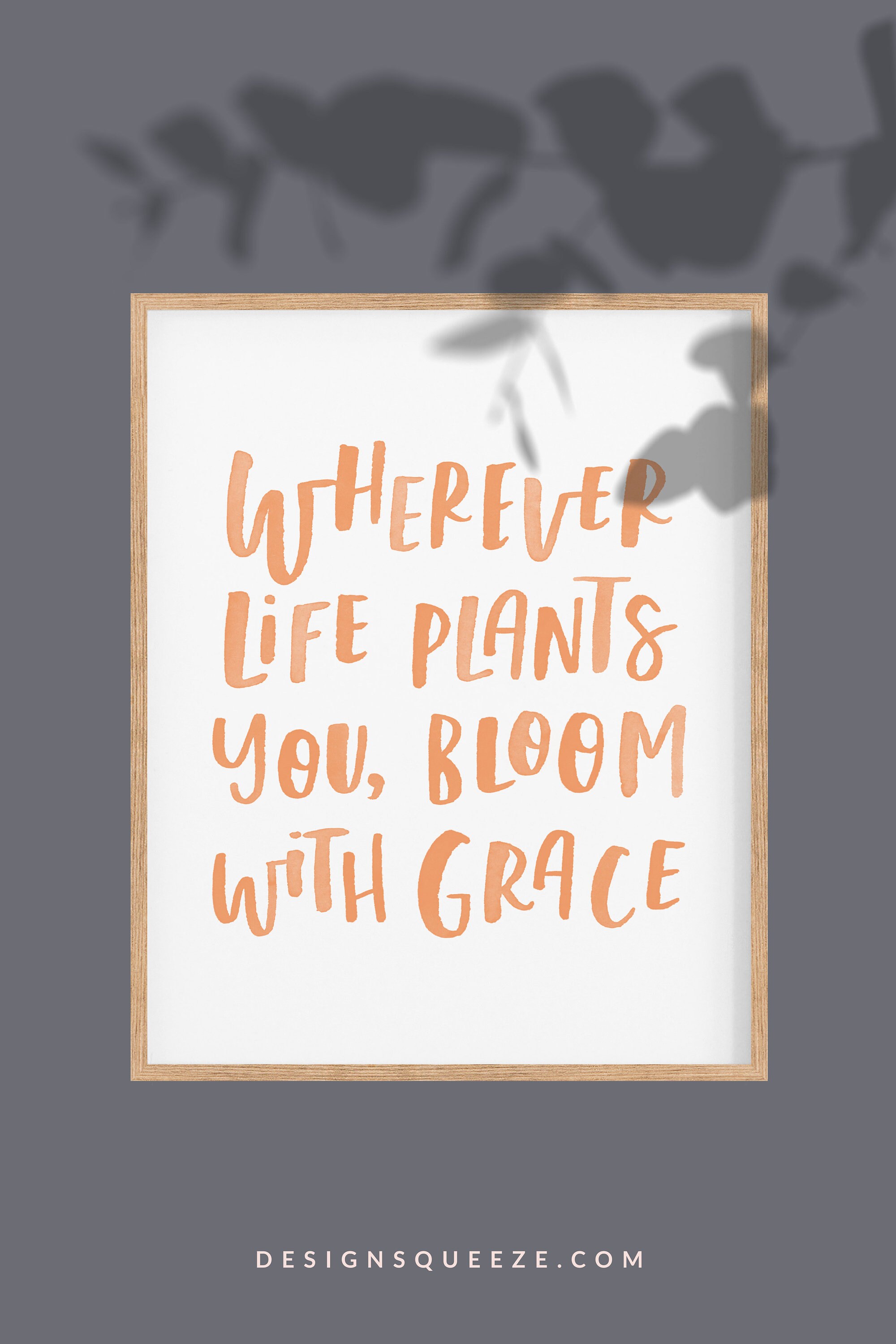 Bloom With Grace Quote Watercolor Art Print in Orange Bloom | Etsy