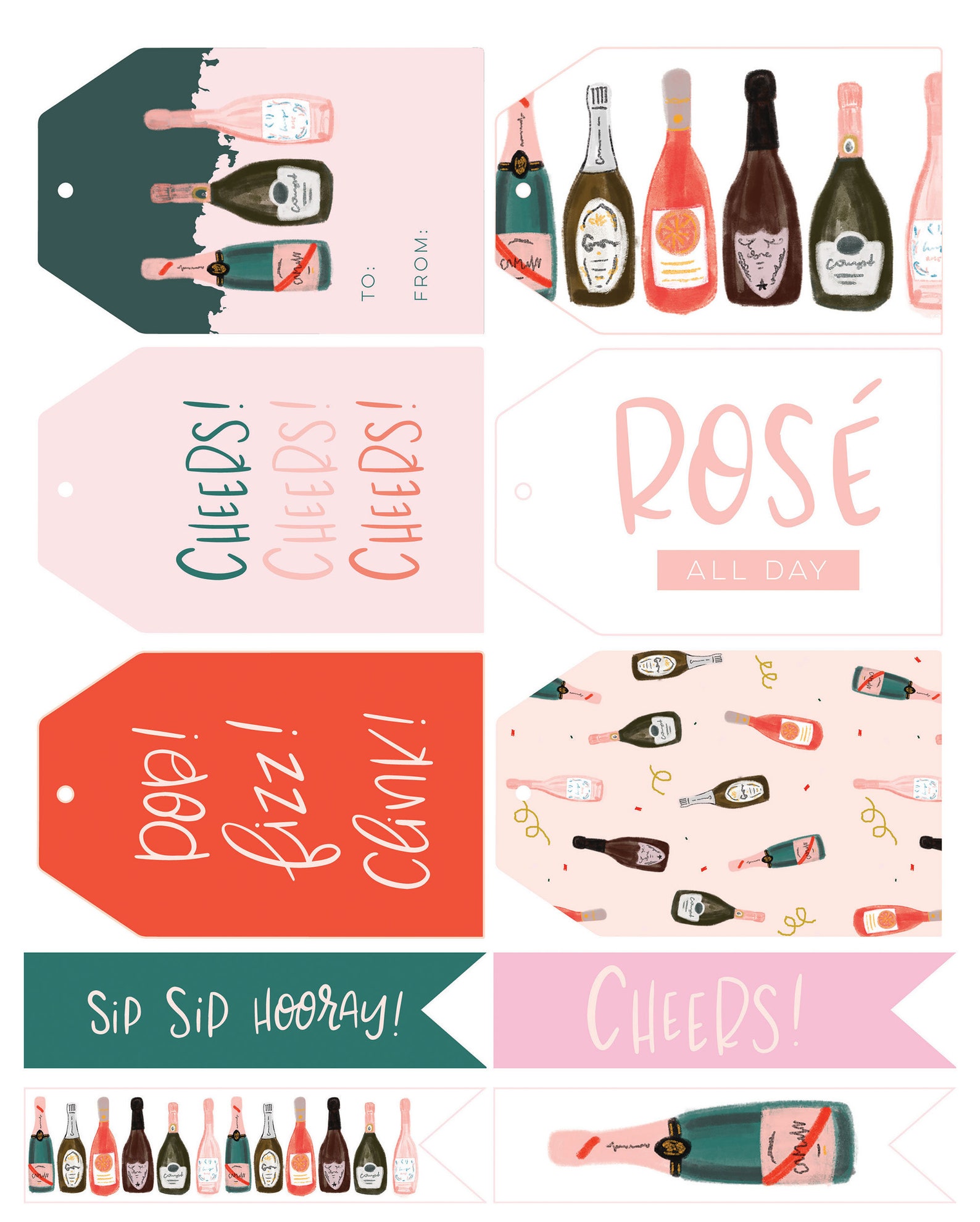 Printable Wine Bottle Gift Tags, Bottle Tags, Champagne Gift Tag ...