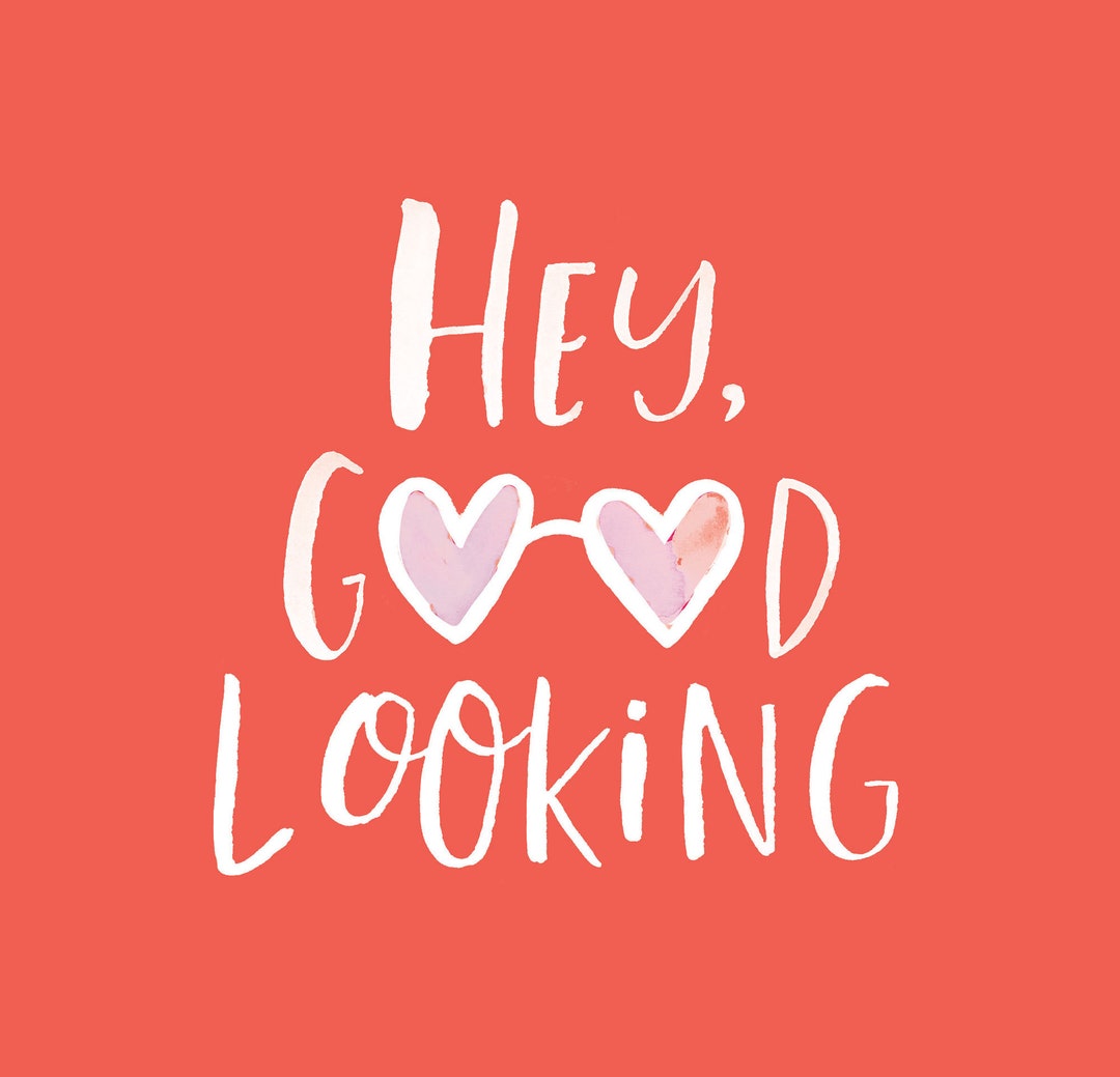Valentine's Day Wall Art, Hey Good Looking Heart Sunglasses (digital ...