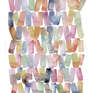 Watercolor Dashes Abstract Art, Printable Watercolor Dash Print, Wall ...