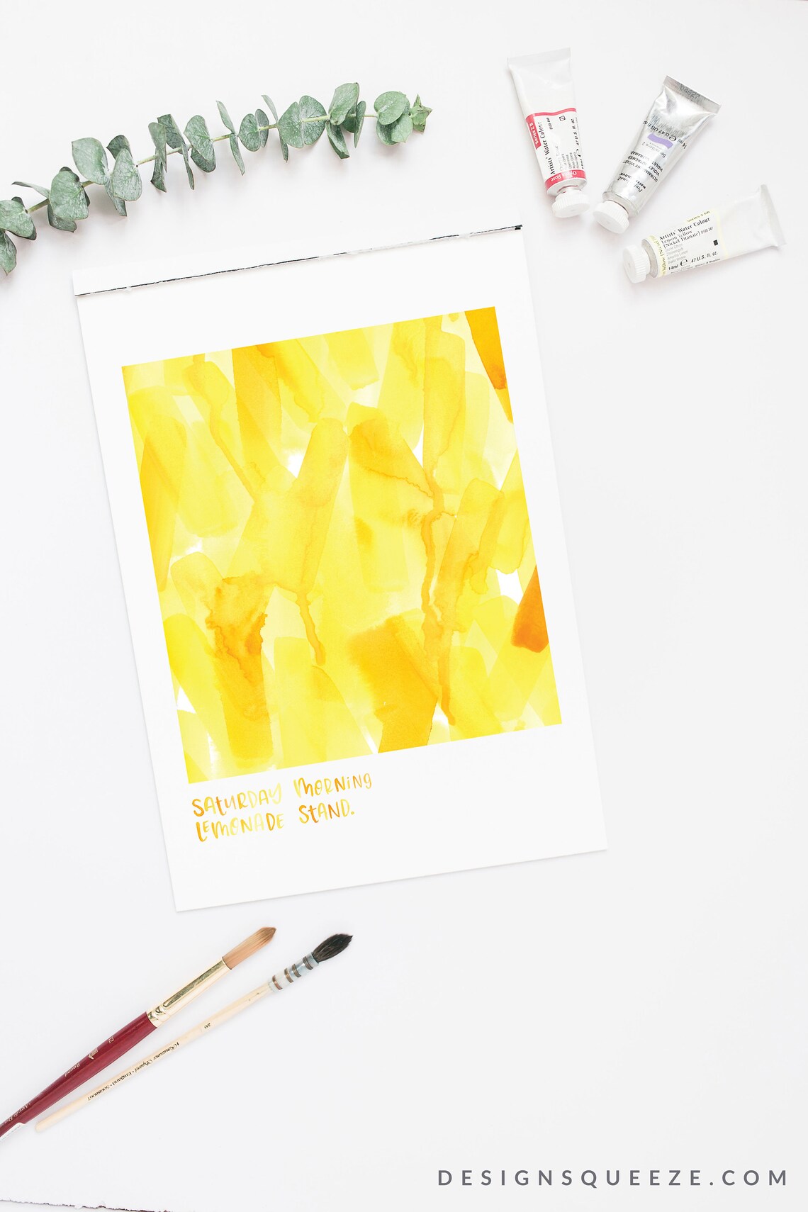 Watercolor Wash Color Swatch Art Yellow Lemonade Art Yellow - Etsy