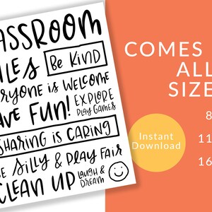 Printable Classroom Rules, Black and White Classroom, Classroom Art ...