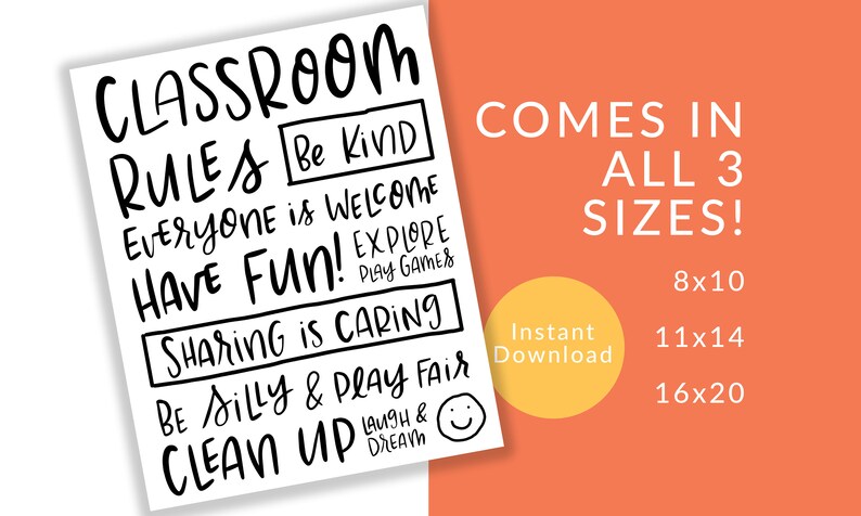 Printable Classroom Rules Sign, Black and White Decor (digital File) - Etsy