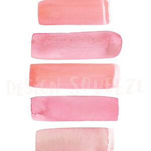Pink & Coral Watercolor Swashes Abstract Art, Printable Watercolor ...